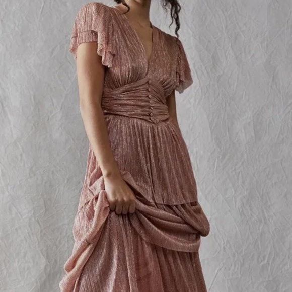 Sabina Musayev | Dresses | Sabina Musayev Tiered Metallic Pink Gown ...